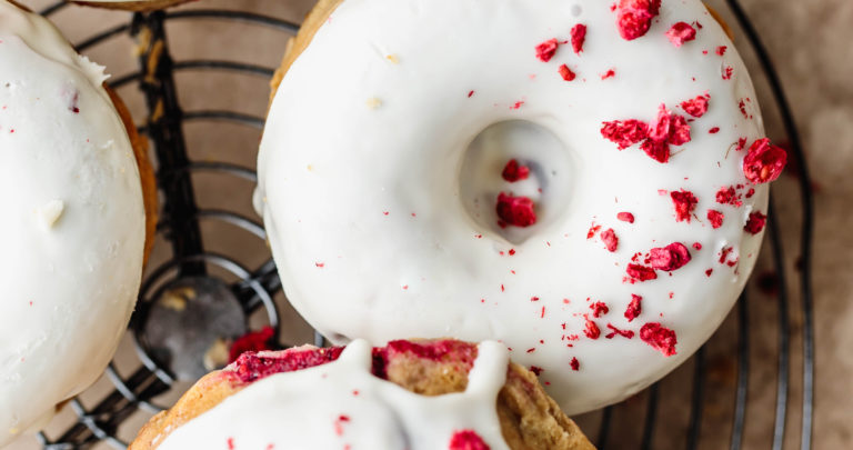 Raspberry White Chocolate Donuts - Delight Fuel
